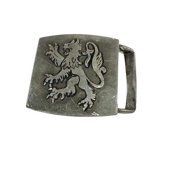Vintage | Accessories | Vintage Pewter Belt Buckle Lion Crest Heraldic ...